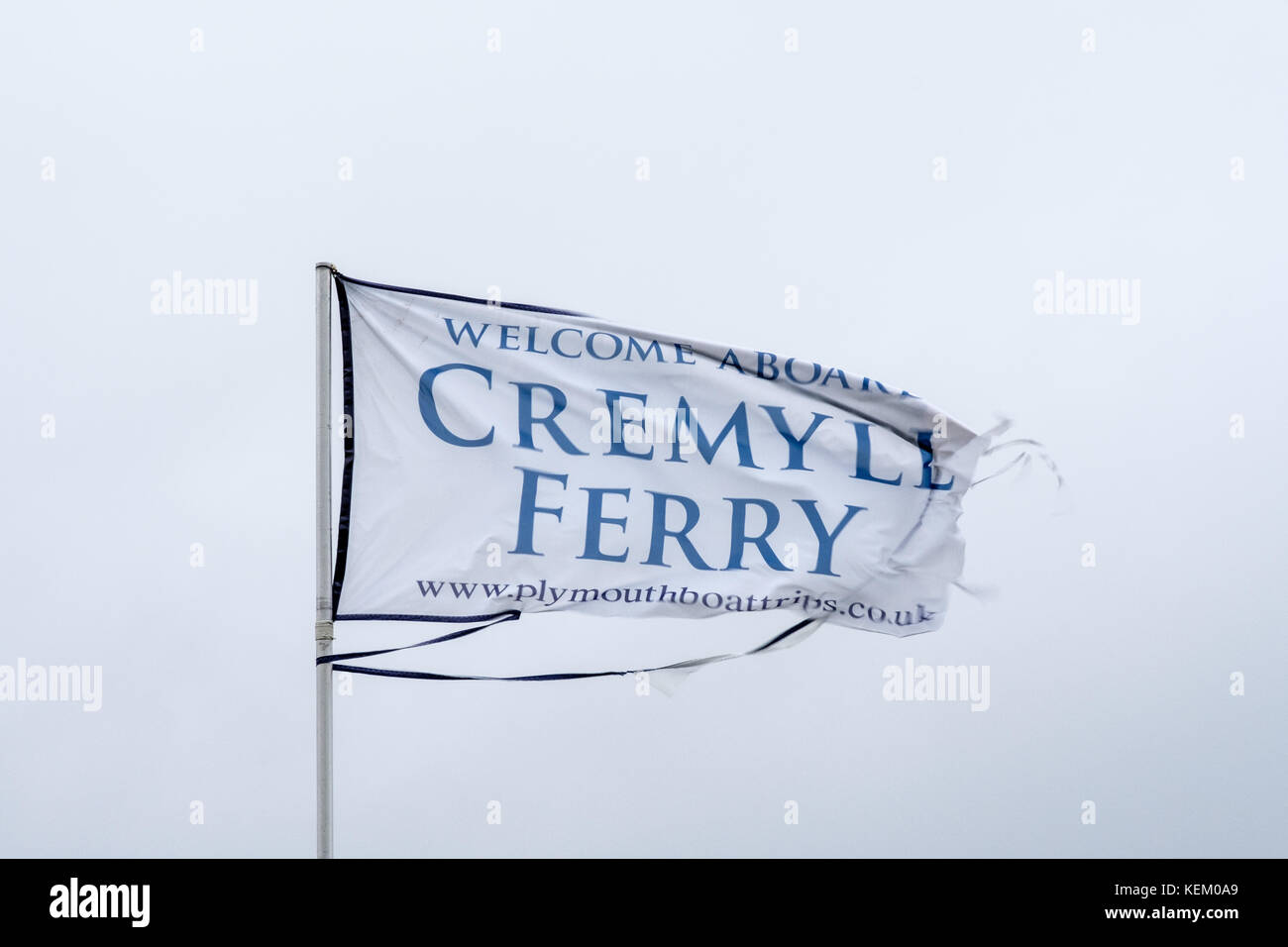 Cremyll Ferry flag fluttering in the breeze at Cremyll, Cornwall ...