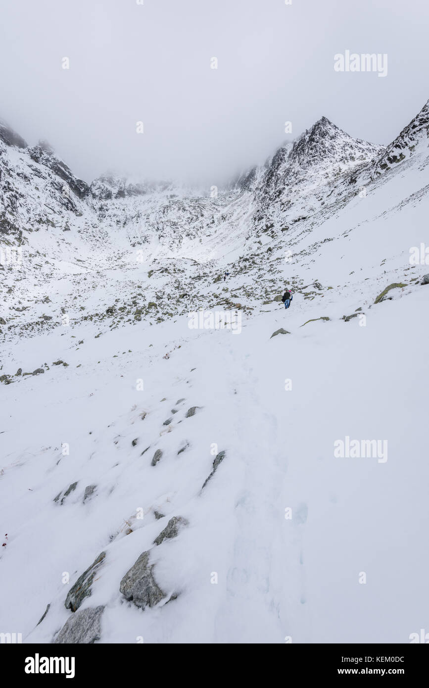 panoramic view of Tatra mountains in Slovakia covered with snow and ...