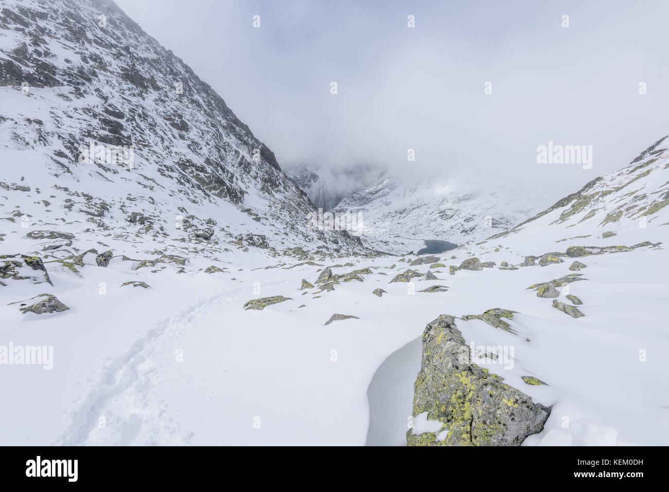 panoramic view of Tatra mountains in Slovakia covered with snow and ...