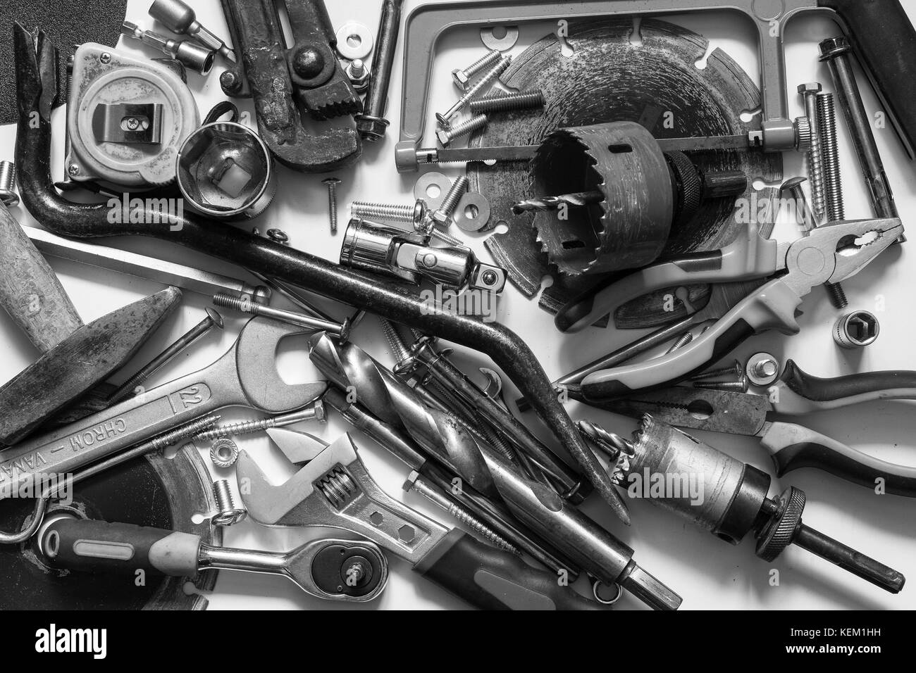 Men's working metal tools of silver color Stock Photo - Alamy