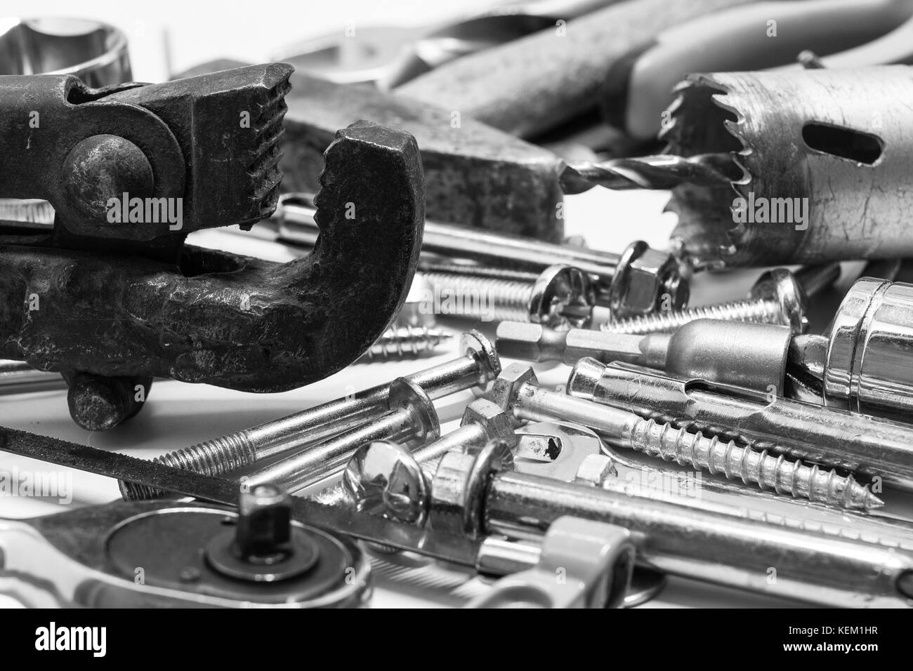 Men's working metal tools of silver color Stock Photo - Alamy