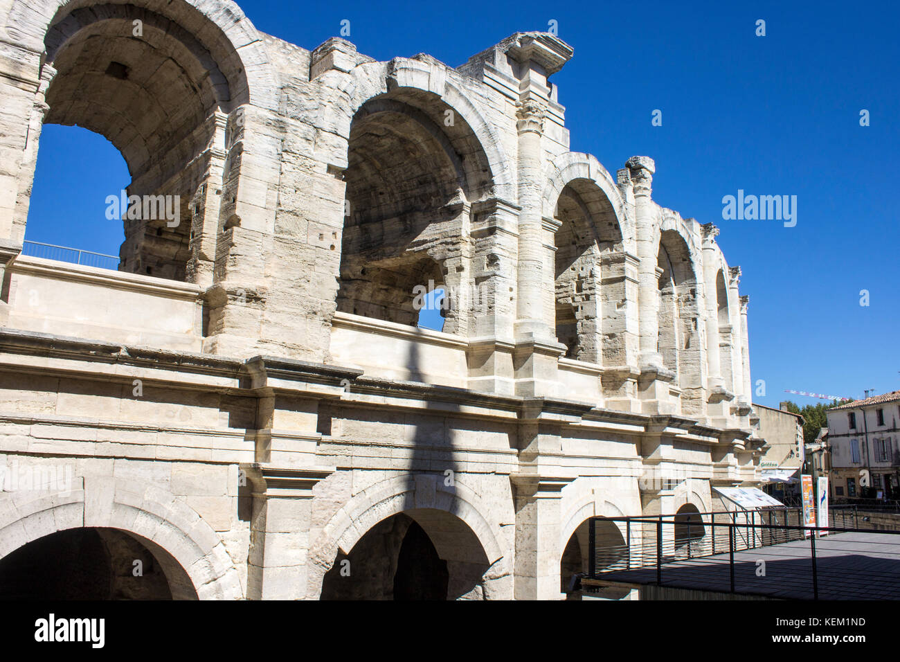 The Arles Amphitheatre (Arenes d'Arles in French), a two-tiered Roman amphitheatre in the ...