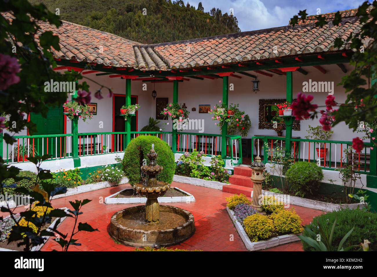 Nemocón, Colombia - Spanish Colonial Architecture: Inner Courtyard In ...