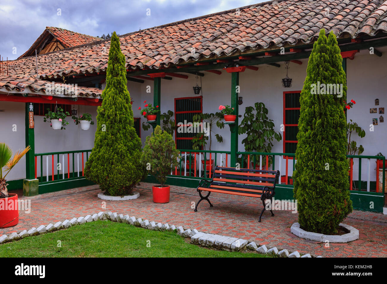 Colombia, South America - A section of The Restaurante El Colonial in ...