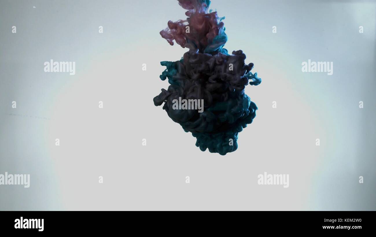 Smoky blue and pink ink in motion on water. Abstract pattern with blue ...