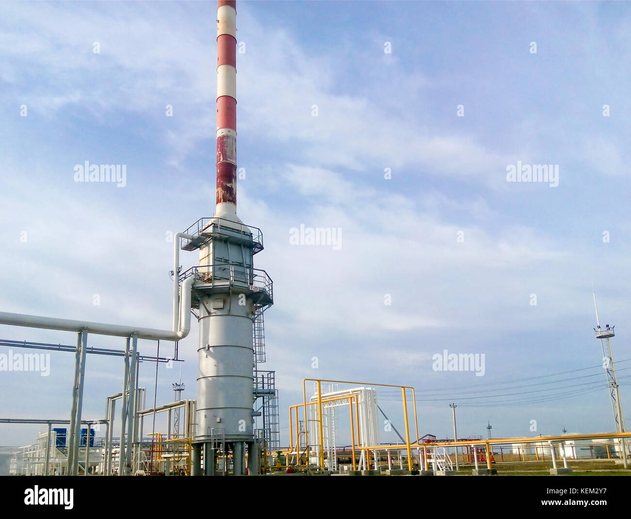 Furnace for heating oil at the refinery. The equipment for oil refining ...