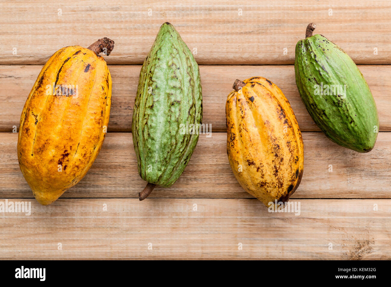 Ripe Indonesia's cocoa setup on rustic wooden background Stock Photo ...