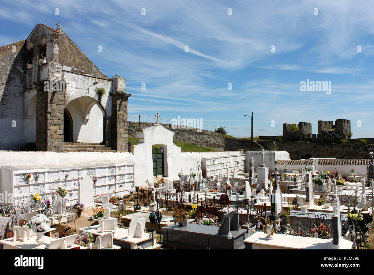 The church cemetery of Evora Monte, a Portuguese town in the Alentejo ...