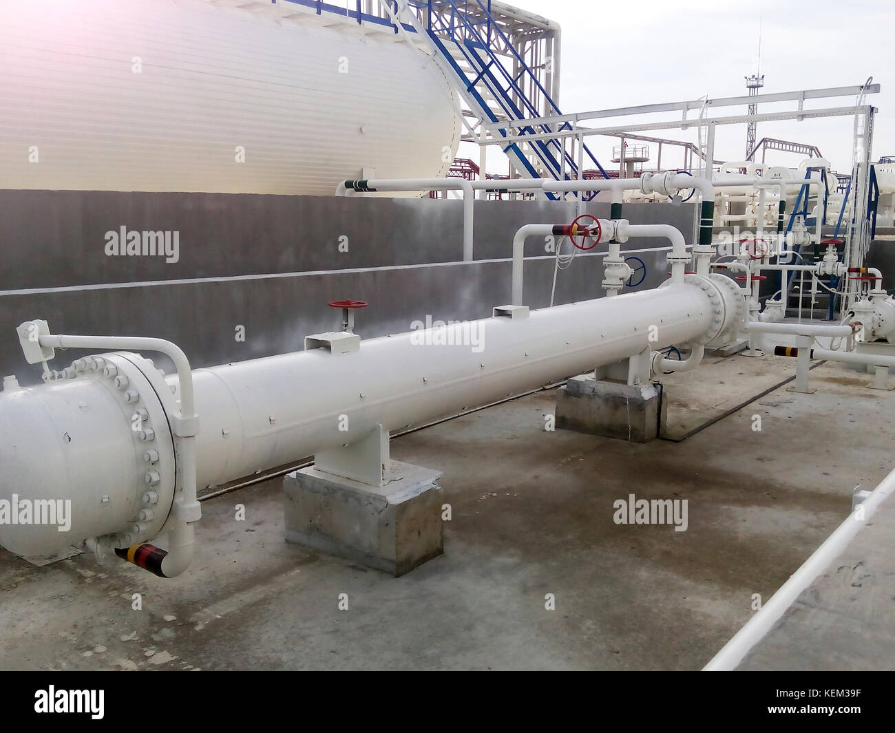 Heat exchanger in a refinery. The equipment for oil refining Stock ...