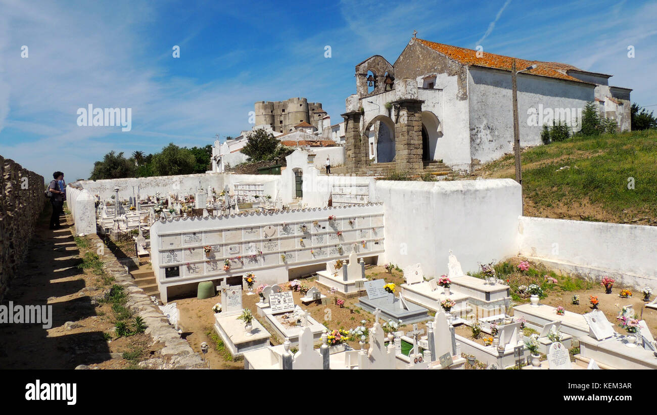 The church cemetery of Evora Monte, a Portuguese town in the Alentejo ...