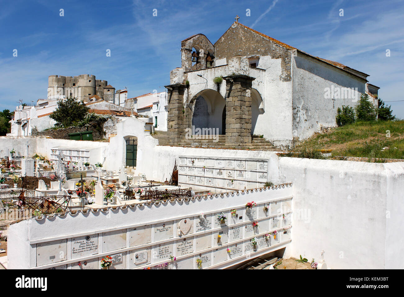 The church cemetery of Evora Monte, a Portuguese town in the Alentejo ...