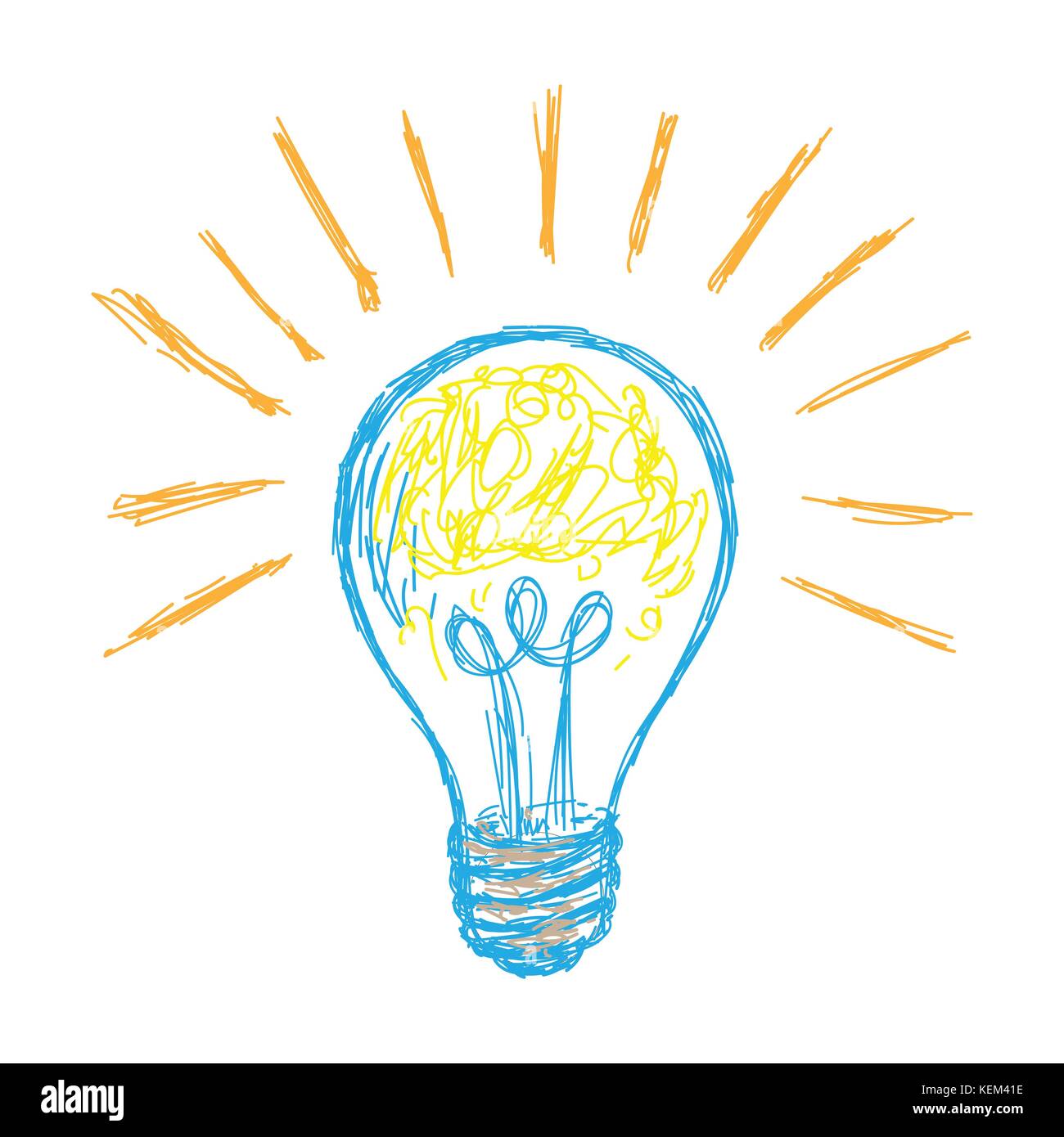 Hand drawn Light lamp, Doodle line style - Vector Hand Drawing ...