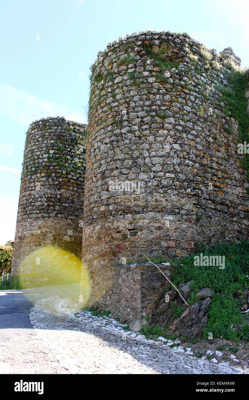 The walls and fortifications of Evora Monte, a walled town in the ...