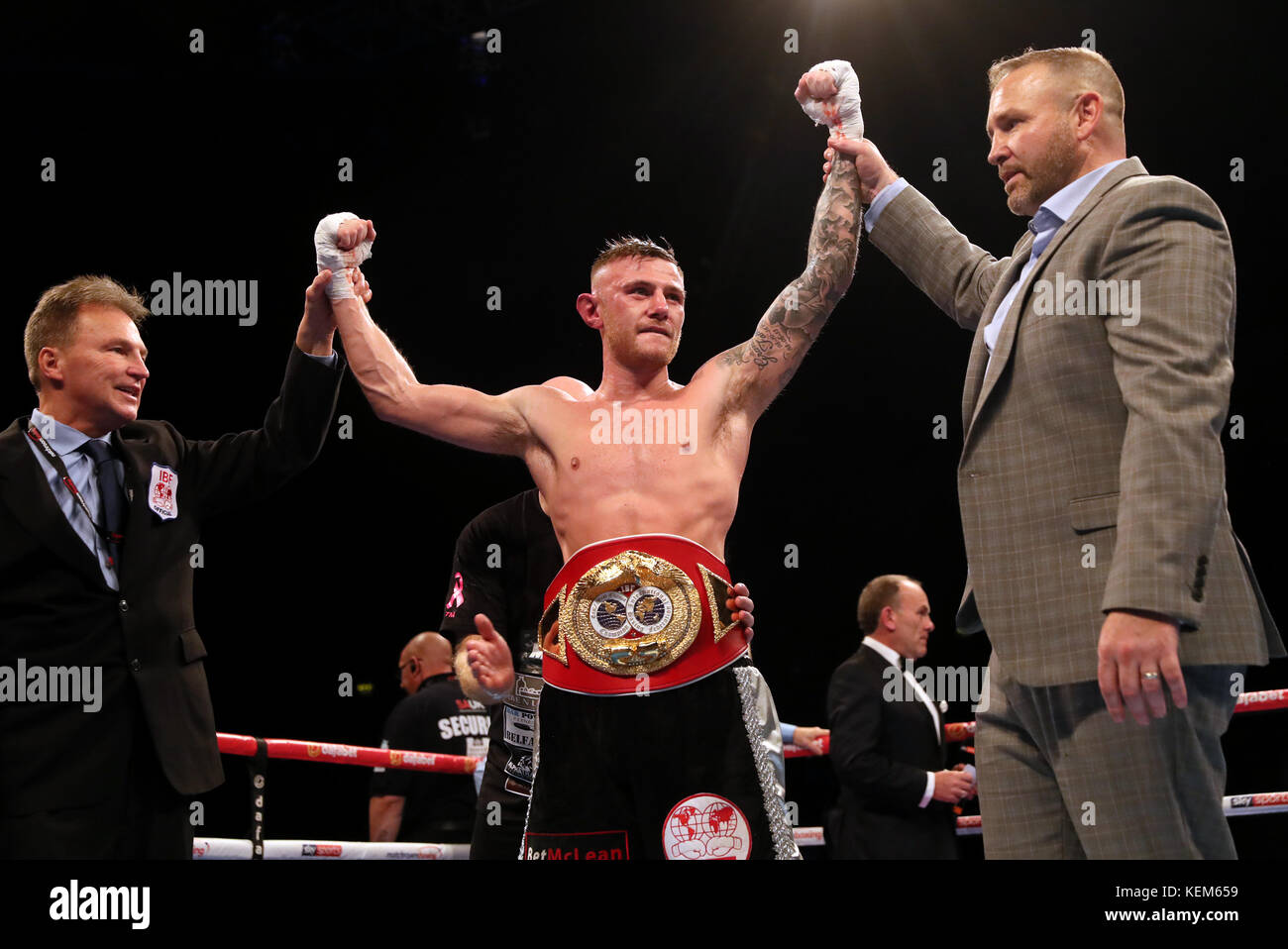 Paul Hyland Jr celebrates beating Stephen Ormond after their IBF East ...