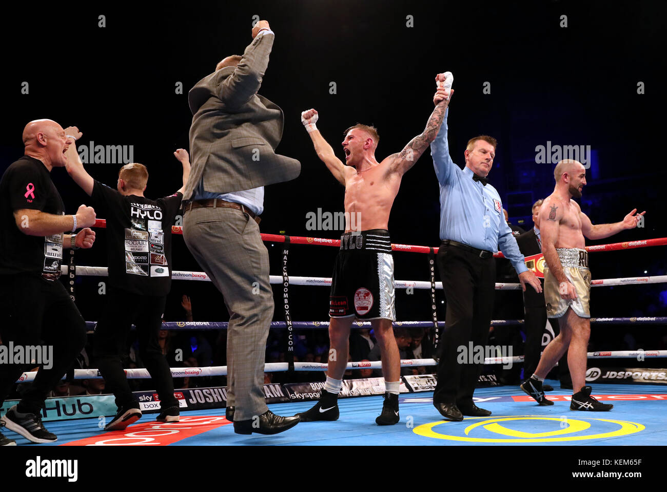 Paul Hyland Jr celebrates beating Stephen Ormond after their IBF East ...