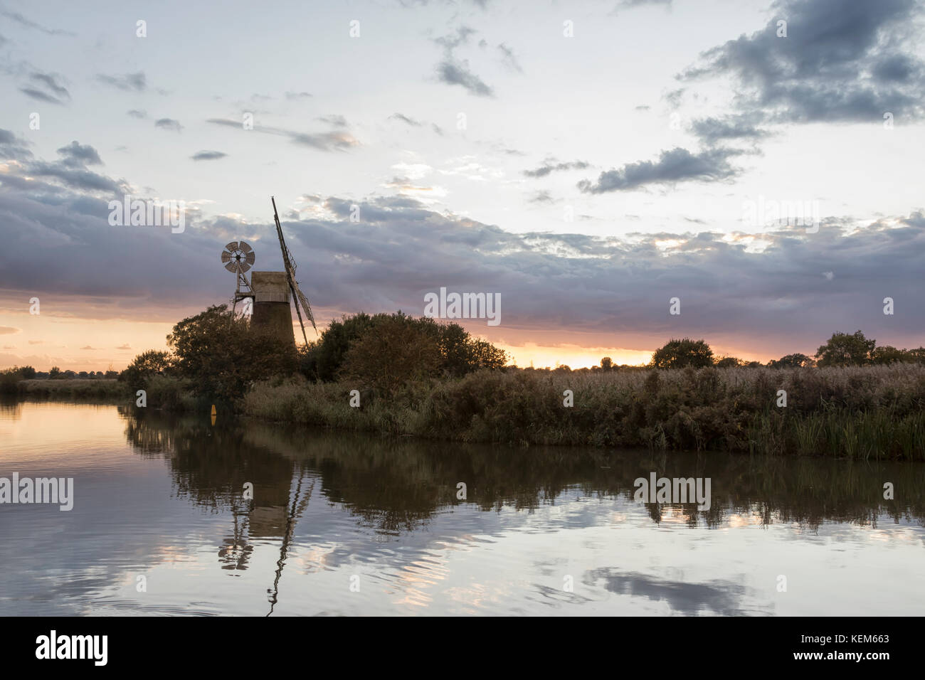 How Hill Windmill, Ludham at sunset Stock Photo - Alamy