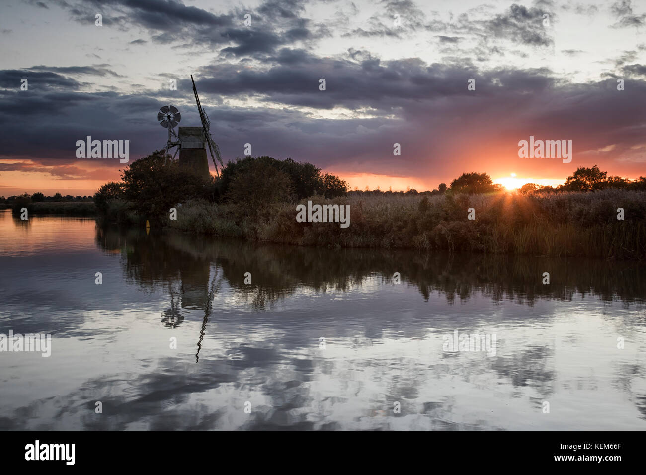 How Hill Windmill, Ludham at sunset Stock Photo - Alamy