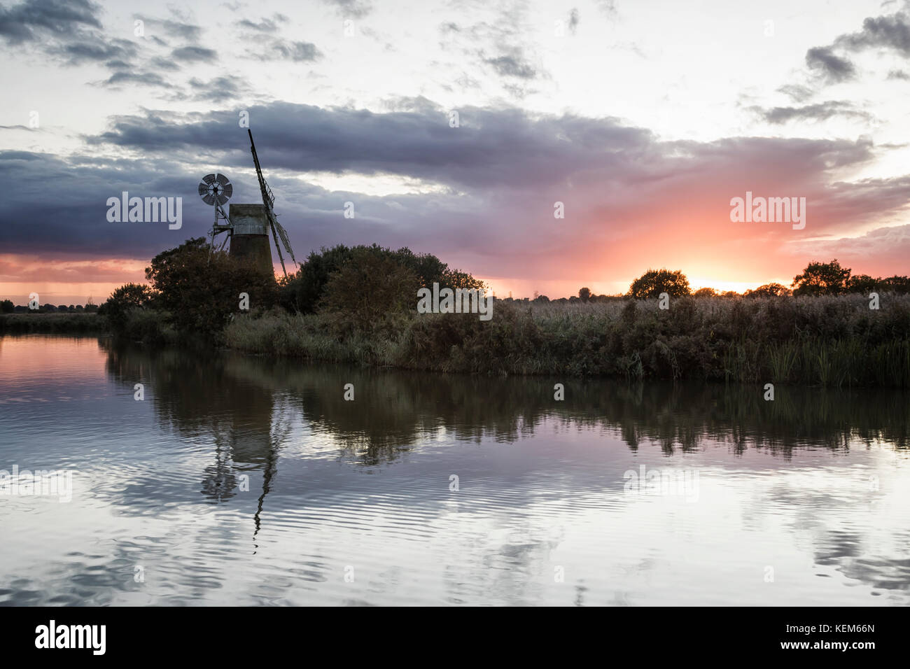 How Hill Windmill, Ludham at sunset Stock Photo - Alamy