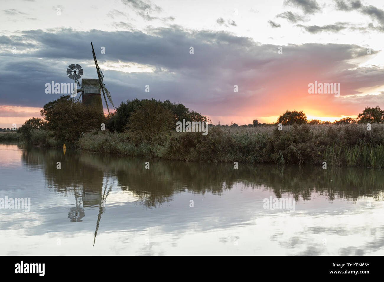 How Hill Windmill, Ludham at sunset Stock Photo - Alamy