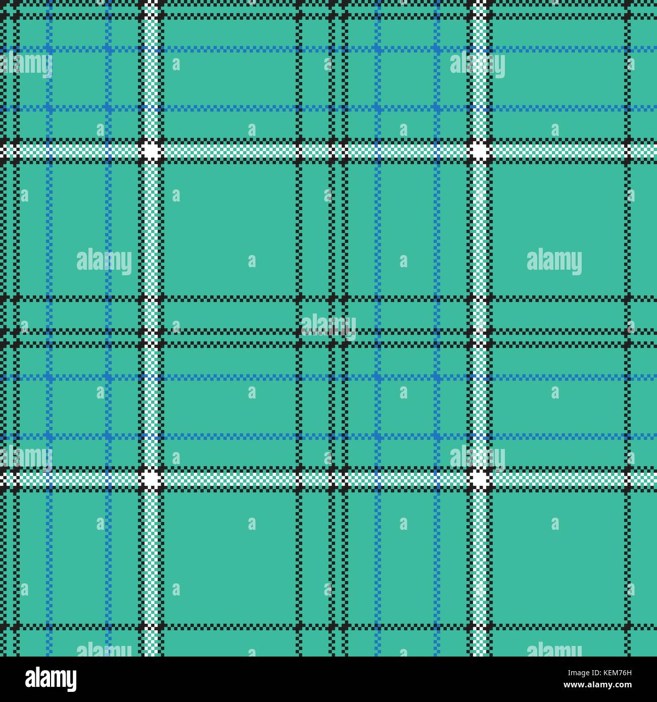 Green blue check plaid pixel seamless pattern. Flat design. Vector ...