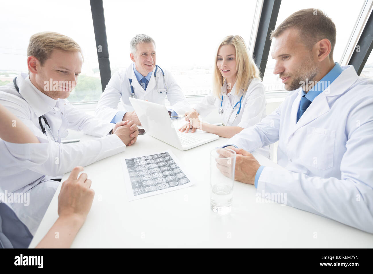 Clinic, people, healthcare and medicine concept - group of medics with ...