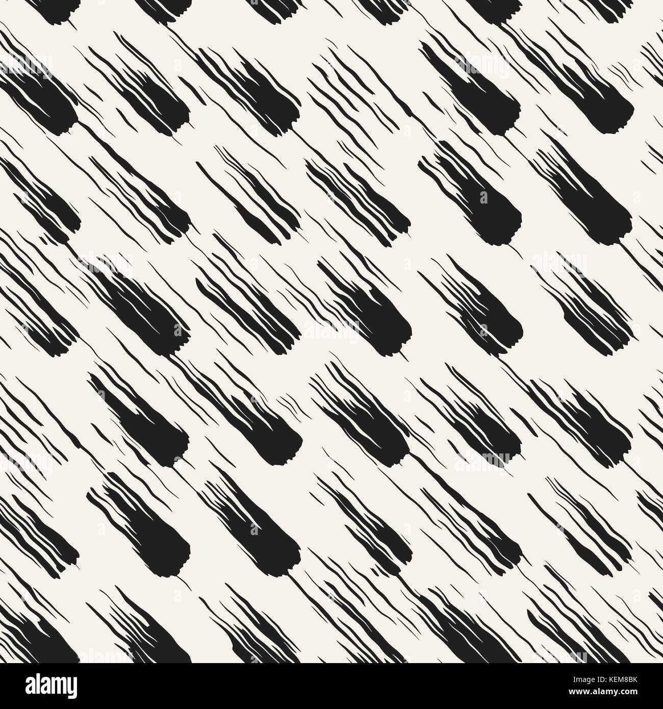 Vector seamless pattern with brush stripes and strokes. Black and white ...