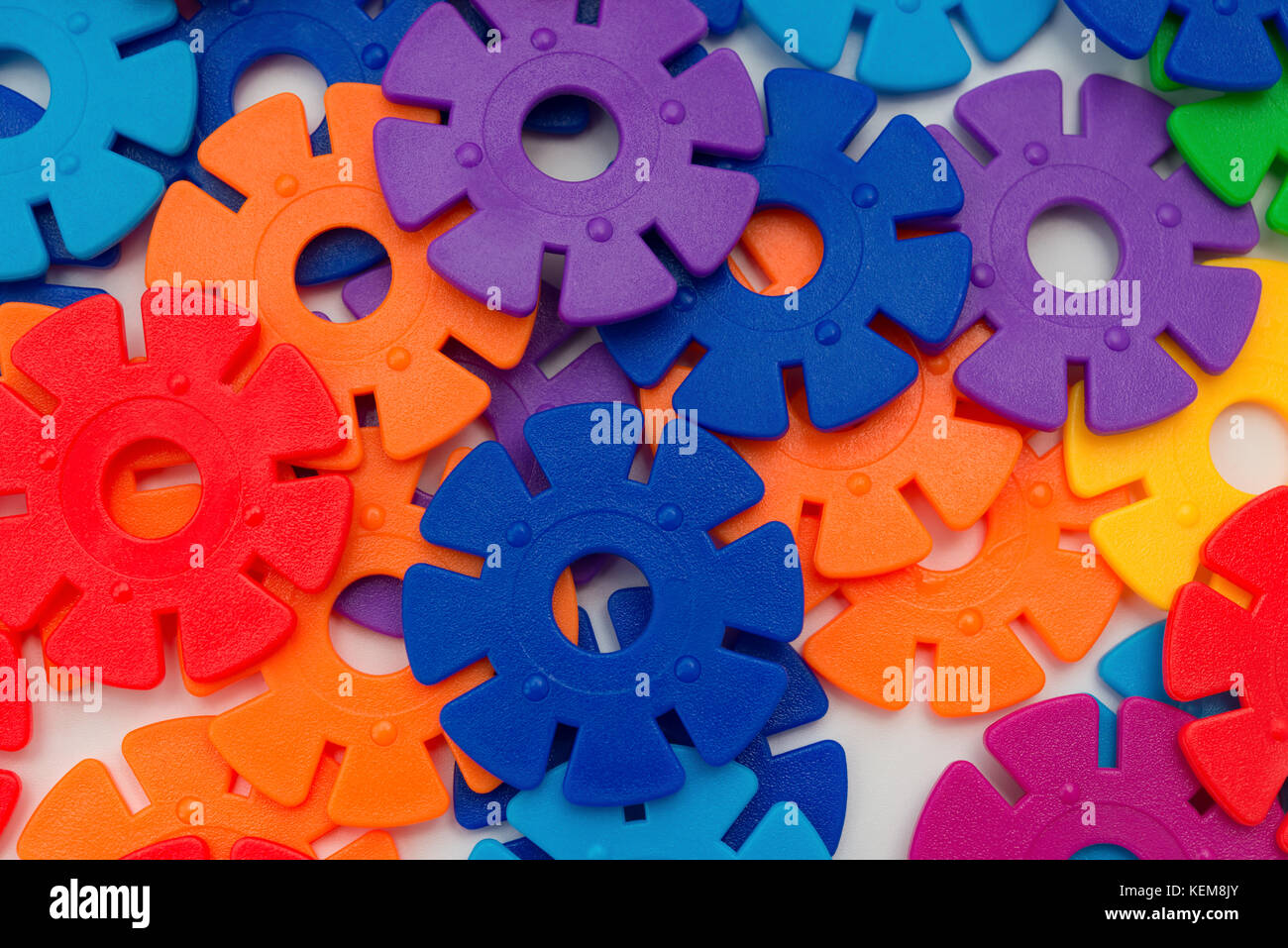 colorful plastic snowflake toy stack up Stock Photo - Alamy