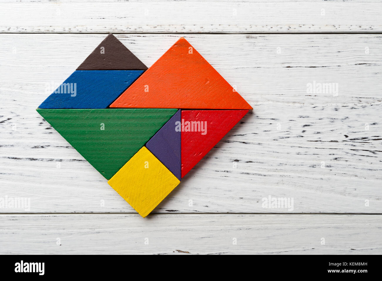 wooden tangram in a heart shape with copy space Stock Photo - Alamy