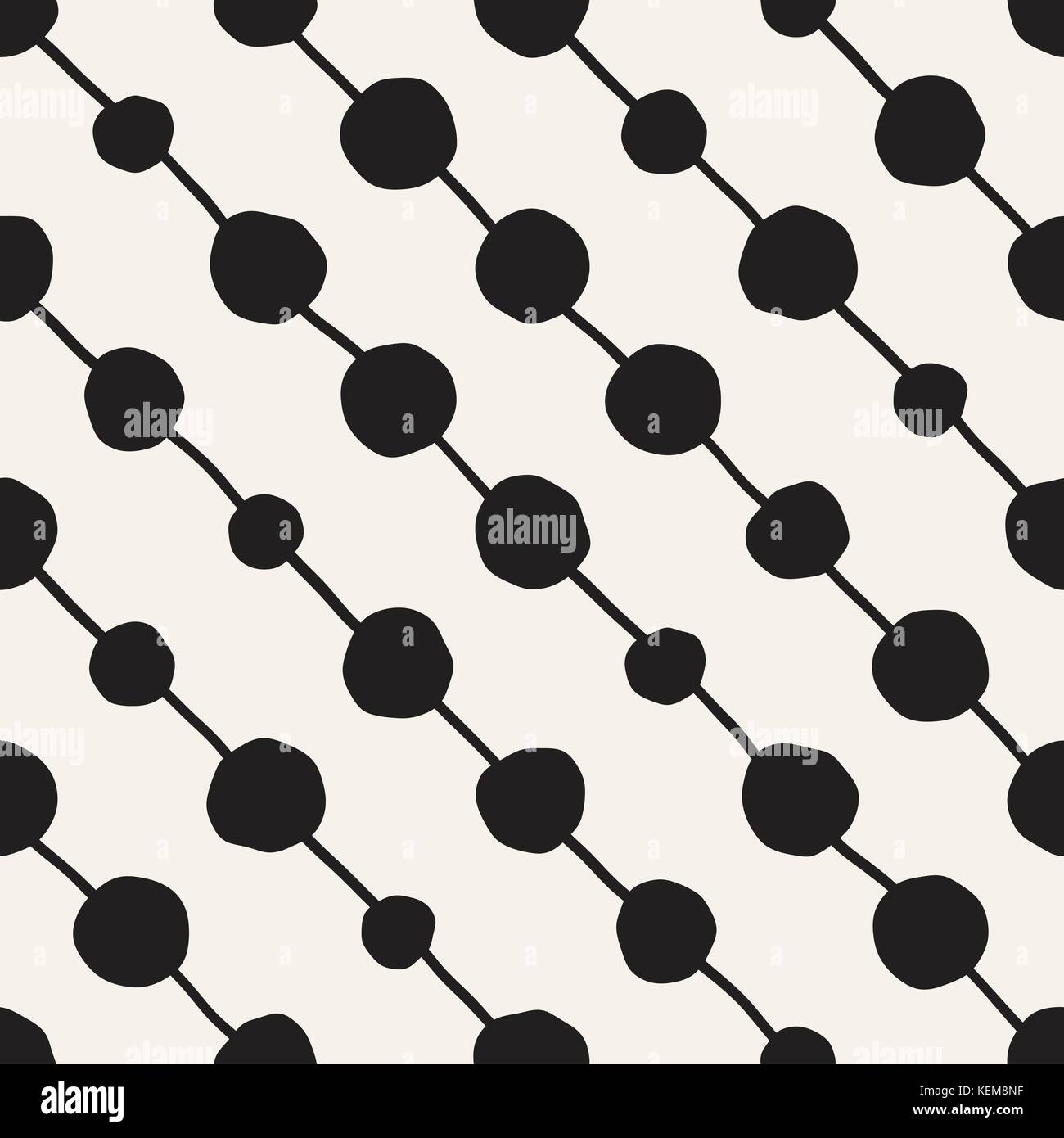 Hand Drawn Black And White Ink Abstract Seamless Pattern Vector Stylish Grunge Texture 