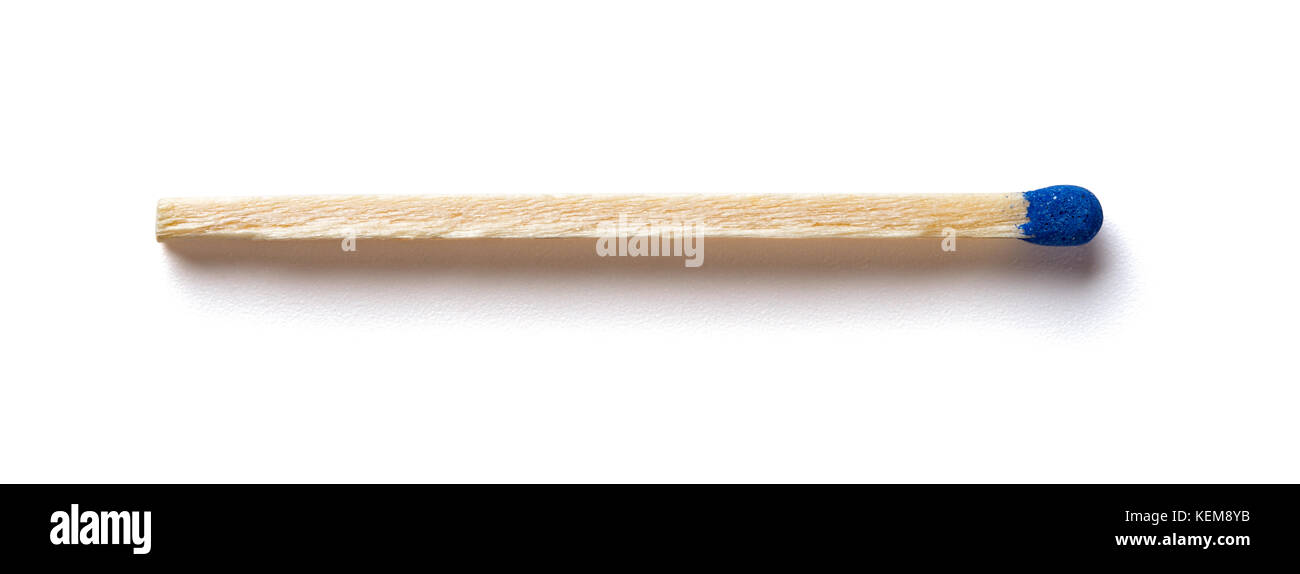 piece of blue match on white with clipping path Stock Photo - Alamy