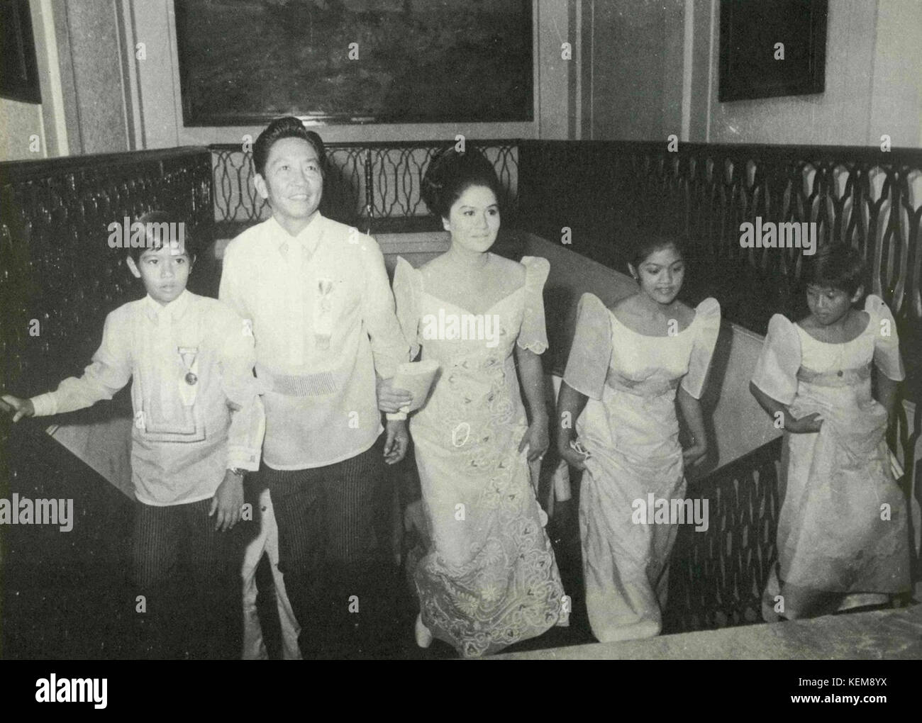 President Ferdinand E. Marcos and the First Family ascending the main ...