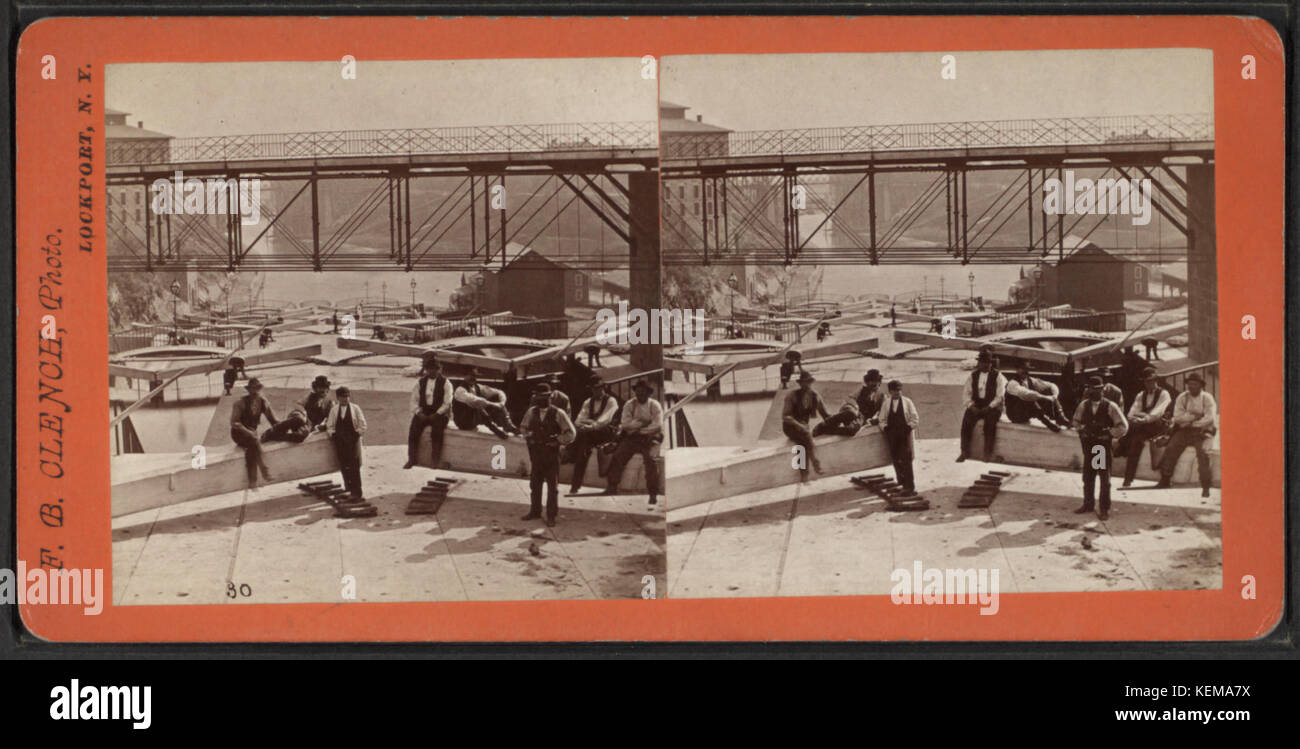 View from the head of the locks looking down, Lockport, by F. B. Clench ...