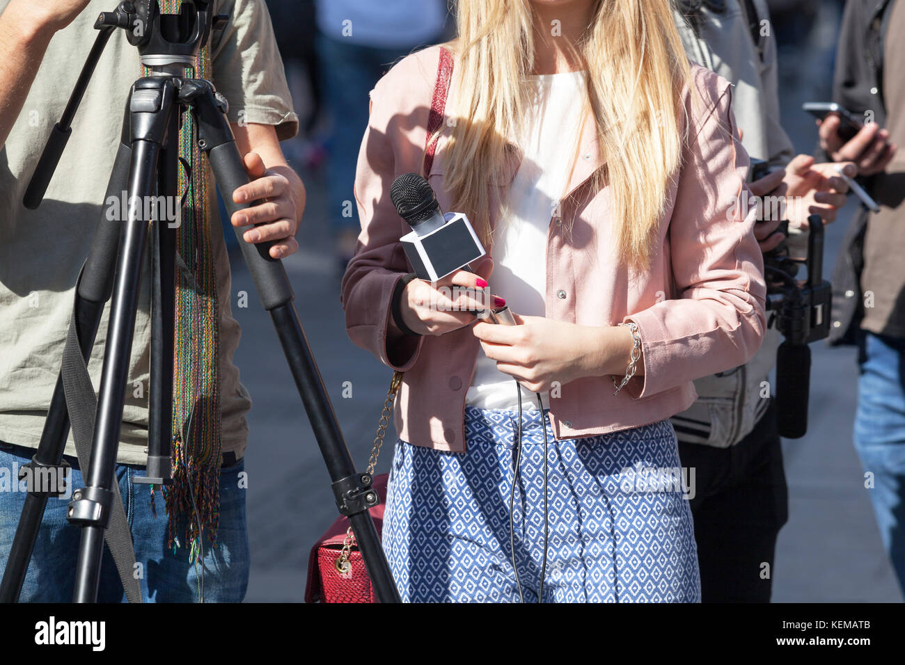 Press conference. Journalism Stock Photo - Alamy