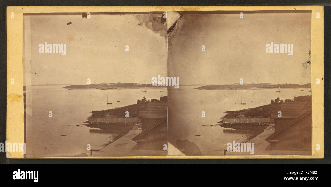 This stereoscopic view presents a detailed view of a shoreline ...