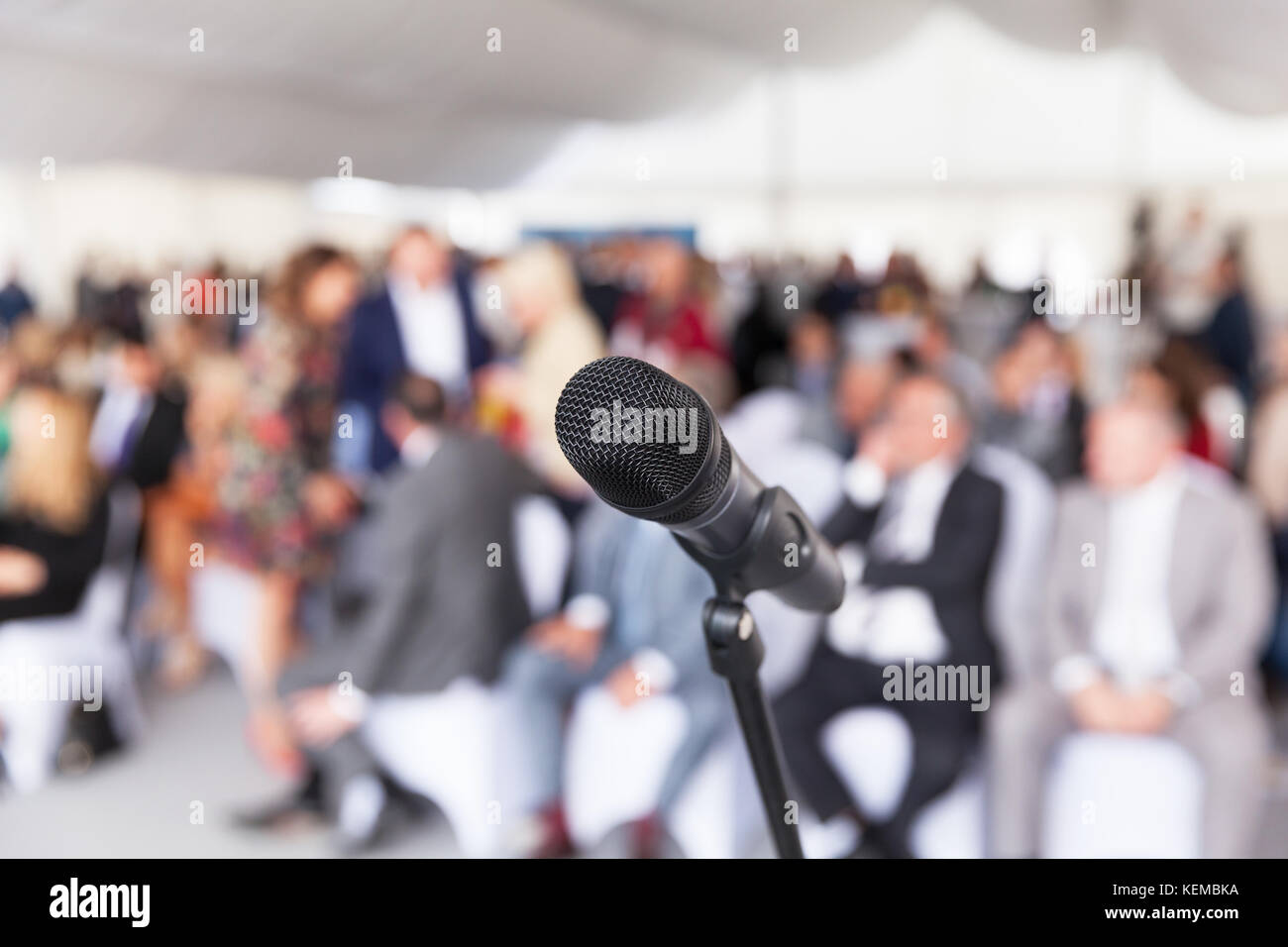 Business conference. Corporate presentation. Microphone Stock Photo - Alamy