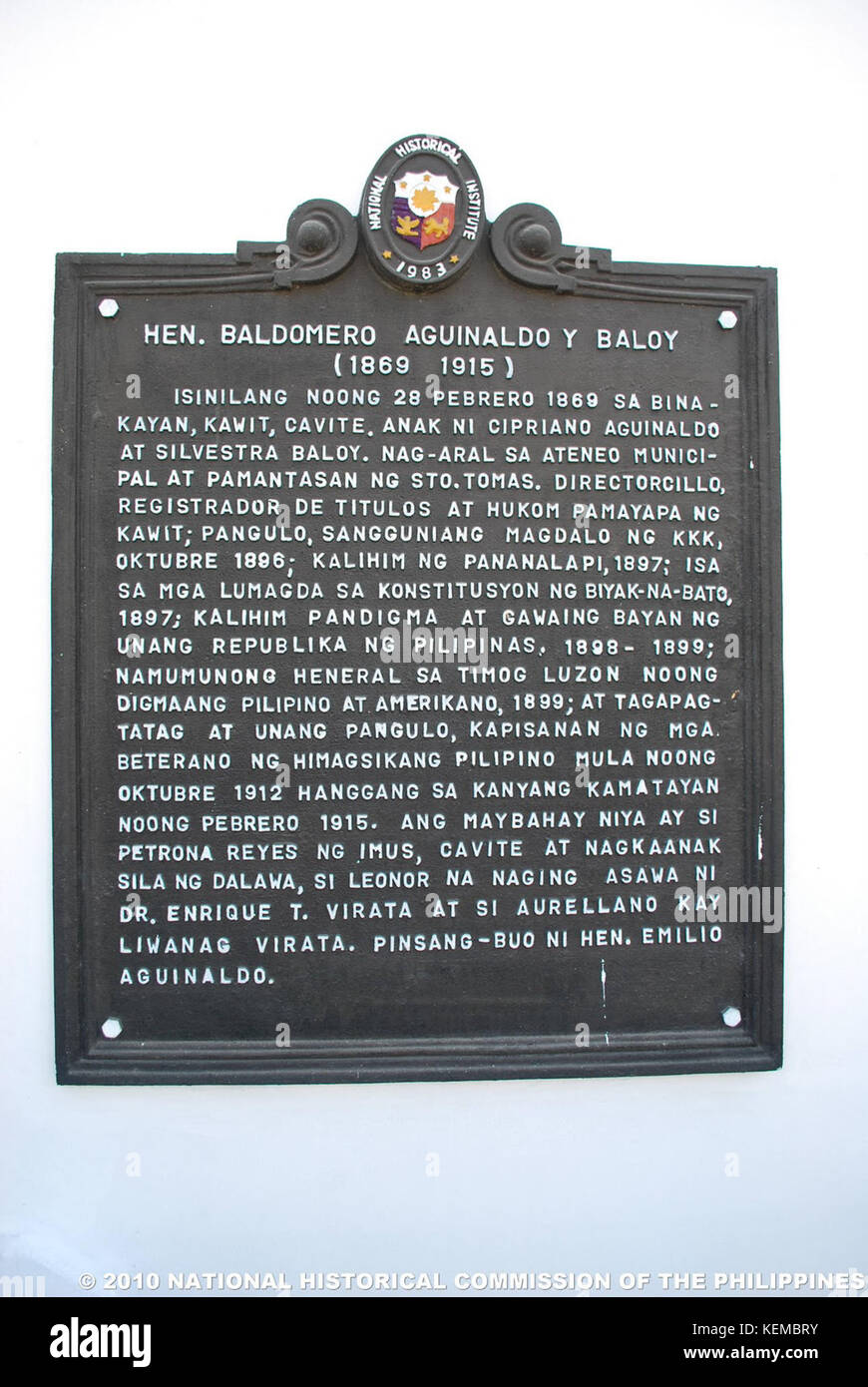 Baldomero Aguinaldo House Marker 2 Stock Photo - Alamy