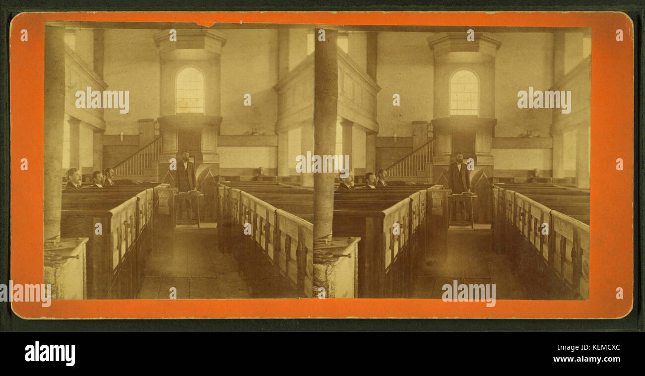 Old German meeting house (interior). Built in 1746, by Asa H. Lane ...