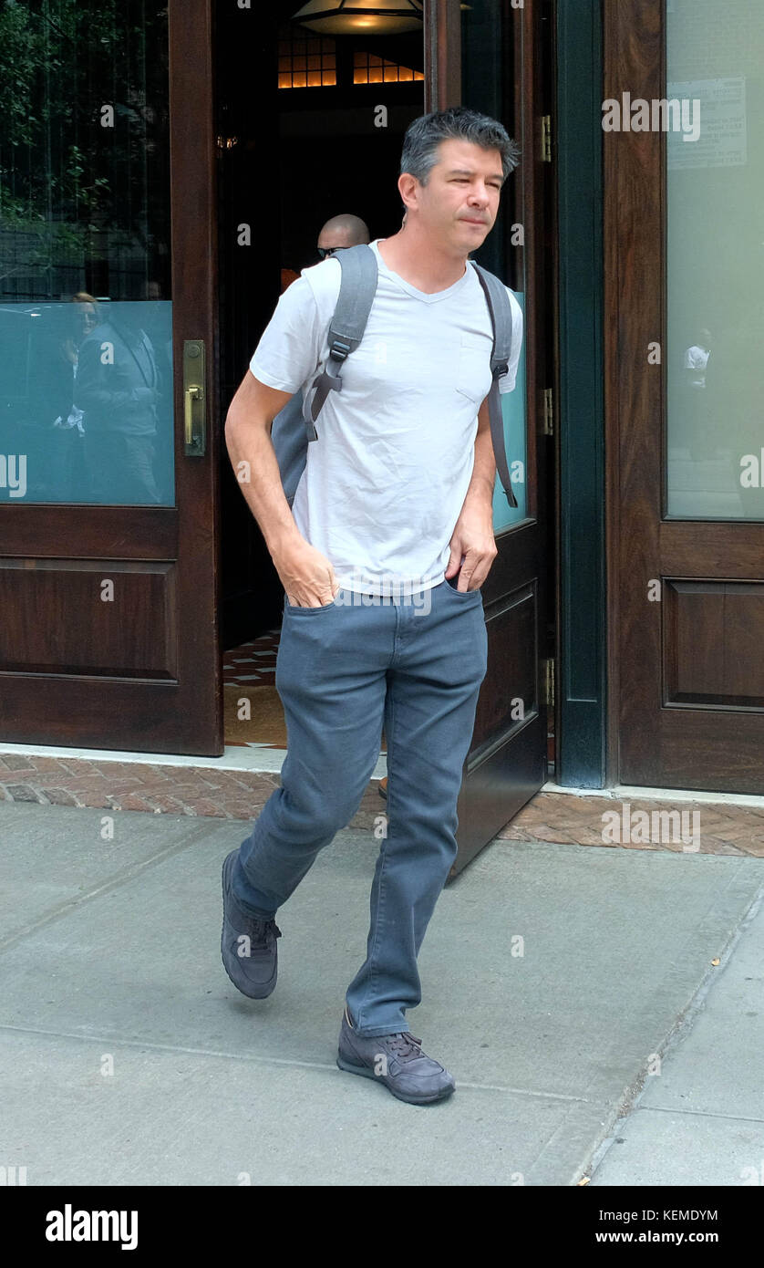 Travis Kalanick leaving a hotel in New York Featuring: Travis Kalanick ...
