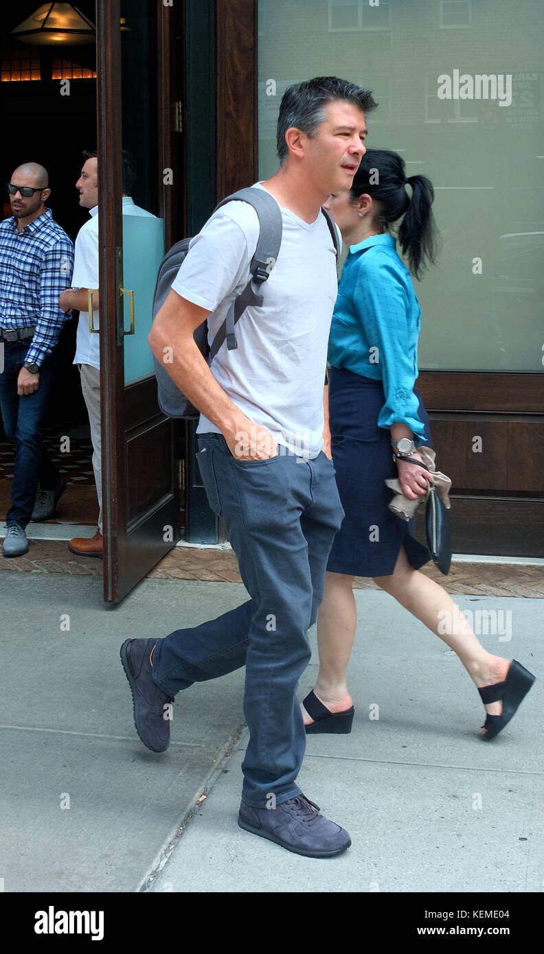 Travis Kalanick leaving a hotel in New York Featuring: Travis Kalanick ...