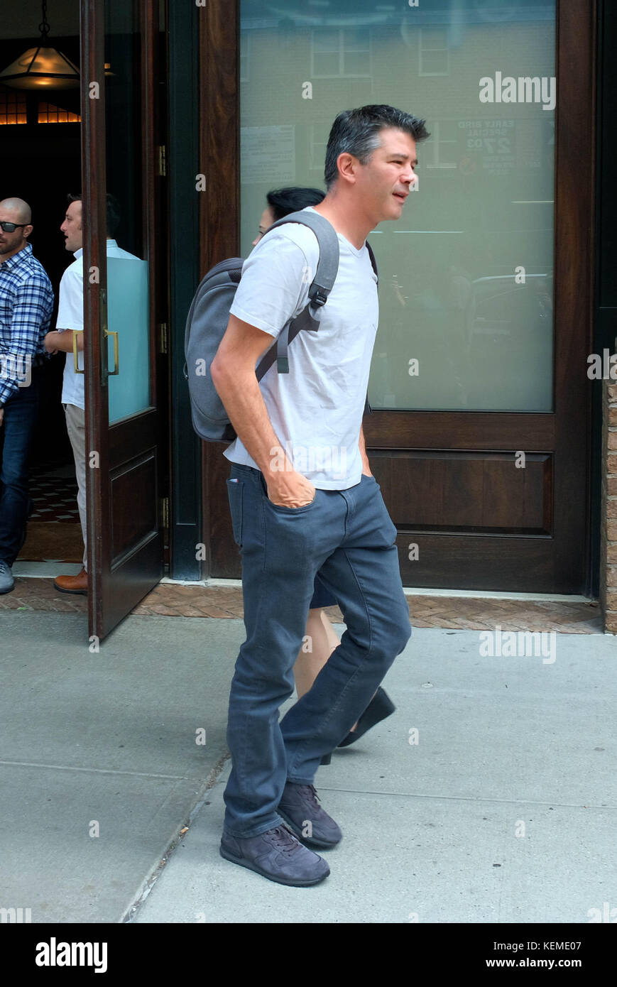 Travis Kalanick leaving a hotel in New York Featuring: Travis Kalanick ...
