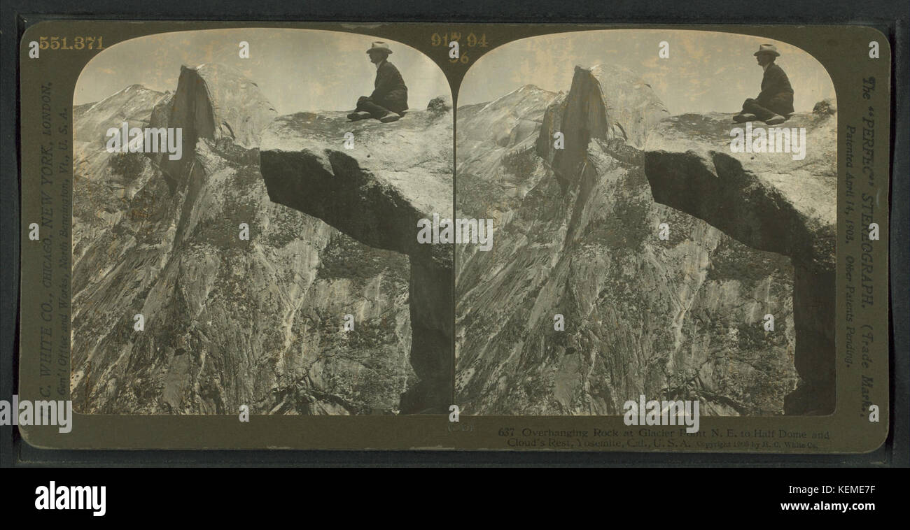 Overhanging Rock at Glacier Point N.E. to Half Dome and Cloud's Rest ...