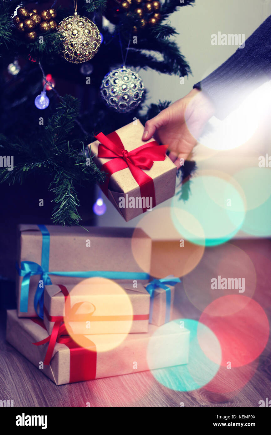 presents under the Christmas tree Stock Photo - Alamy