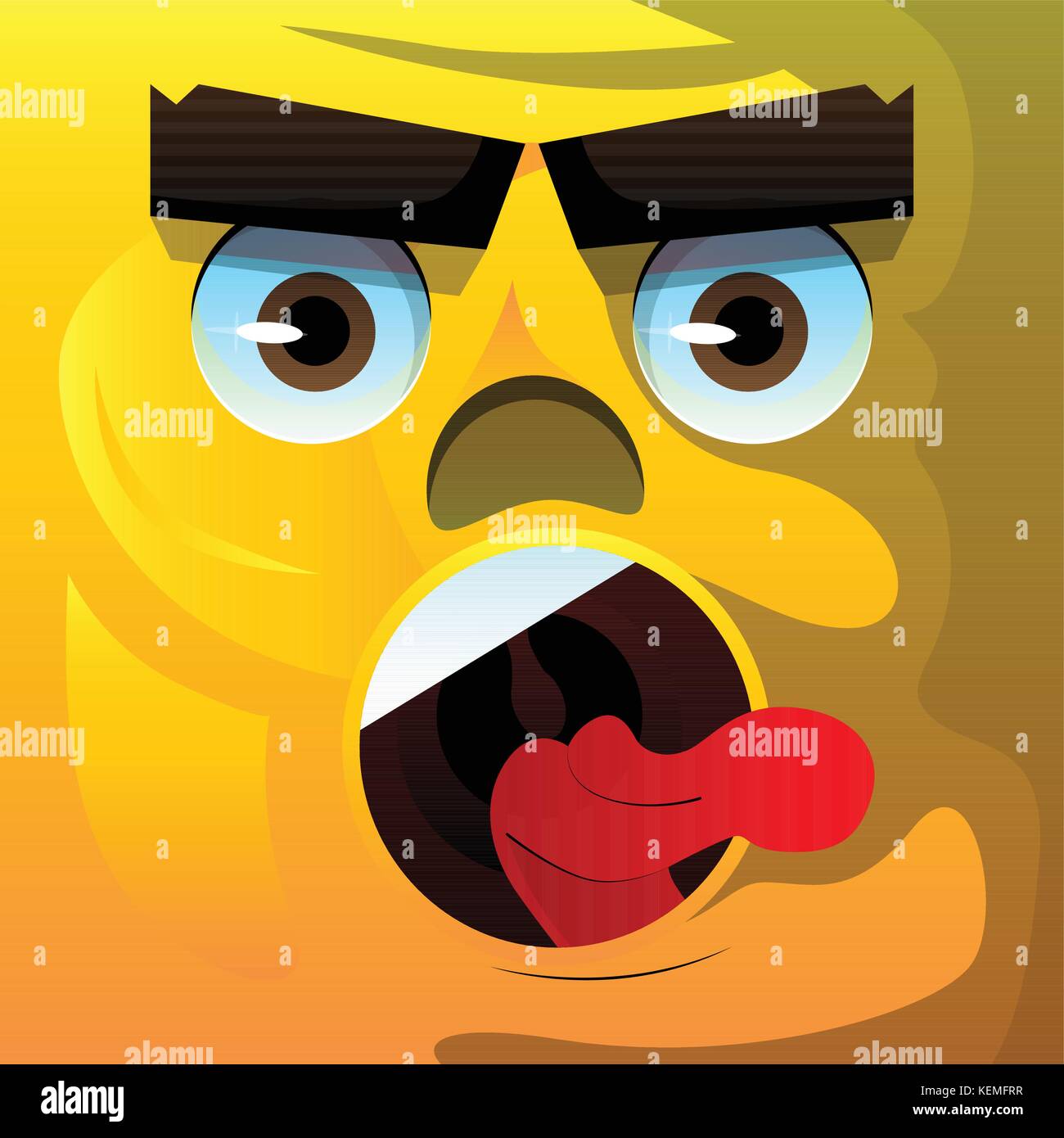 Angry face with aggressive facial expression. Vector cartoon ...