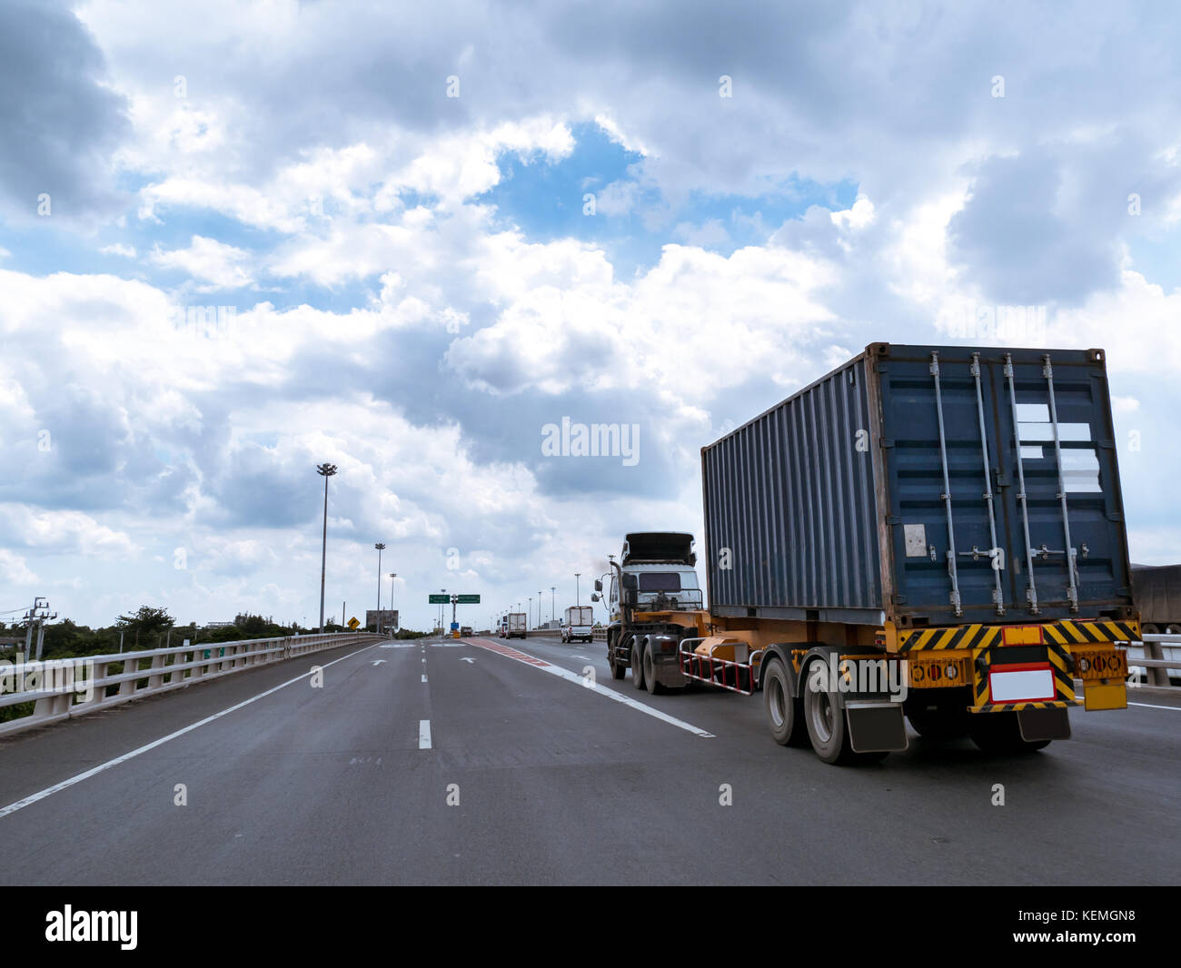 logistic container truck on highway Stock Photo - Alamy