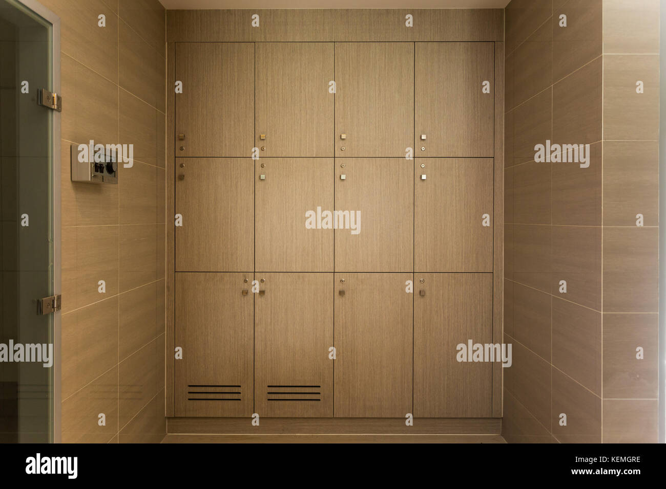 wooden locker room in the modern building Stock Photo - Alamy