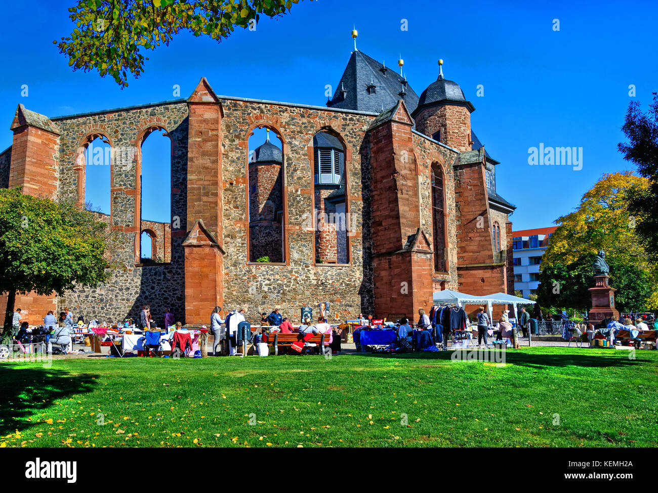 HANAU, GERMANY-OCTOBER 14, 2017: Colorful Flea Market in front of the ...