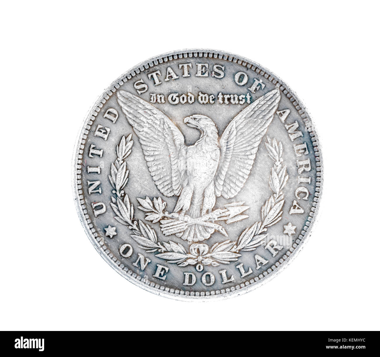 Silver dollar coin Morgan reverse side Stock Photo - Alamy