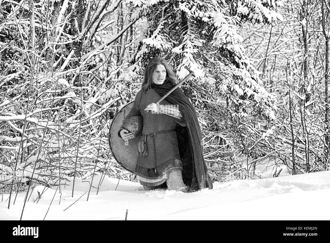 Defender the young warrior in armor Stock Photo - Alamy