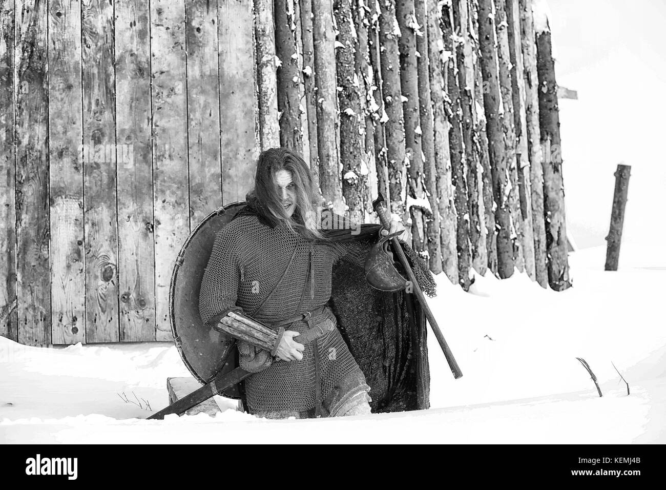 Defender the young warrior in armor Stock Photo - Alamy