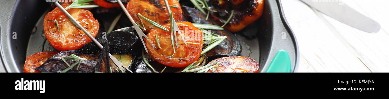 Long horizontal background of vegetables grilled Stock Photo - Alamy